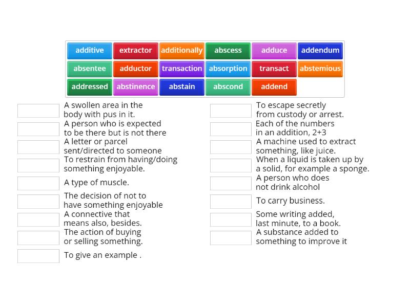 Spelling P6 - meaning of new words - Match up