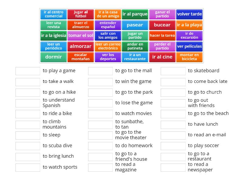 Senderos 1 (2): Leccion 4 - Los pasatiempos (2) - Une las parejas