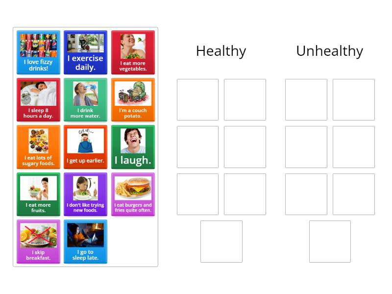Healthy & Unhealthy Habits - Group sort