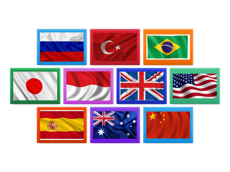 Countries and flags - Flip tiles