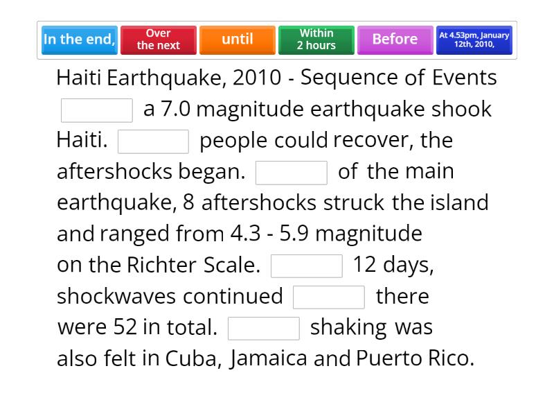 Sequence of Events paragraph - Historical Recount - Time Phrases to ...