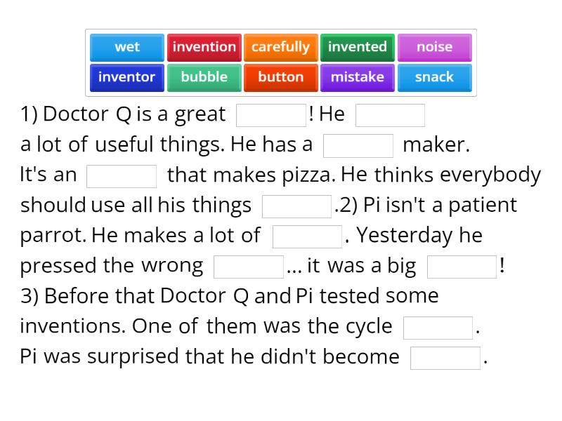 Lesson 17. DOCTOR. PAST SIMPLE TENSE. - Complete the sentence