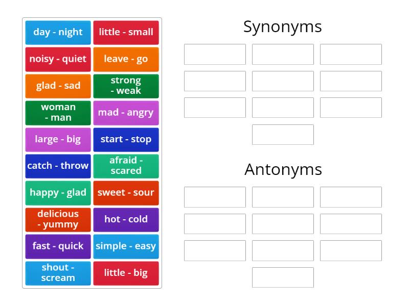 Synonyms and Antonyms - Group sort