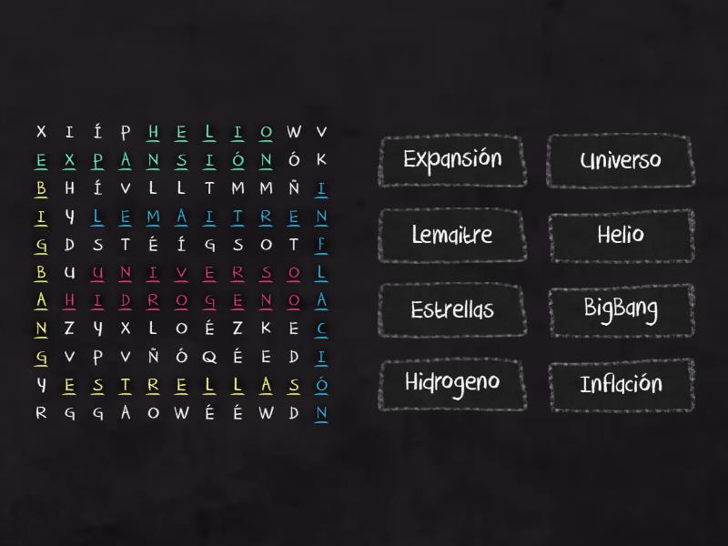 Sopa de letras Universo - Wordsearch