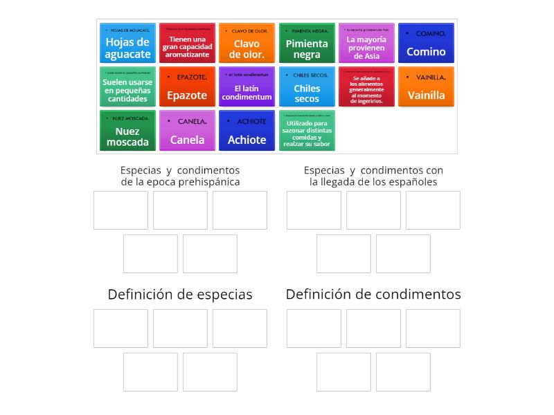 Especias y condimentos - Group sort