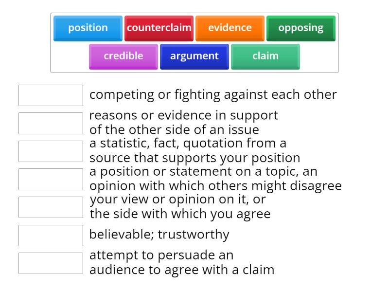 Argument Vocabulary - Match up