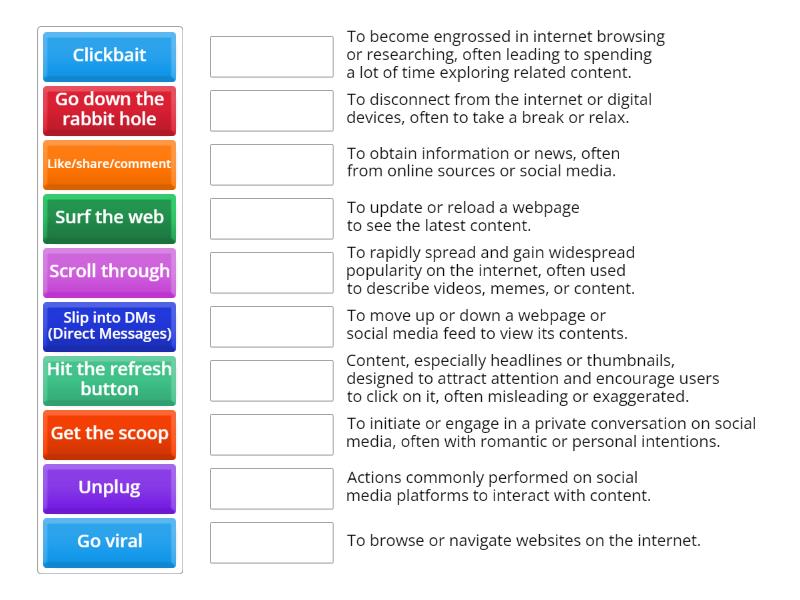 Idioms related to Internet: - Match up