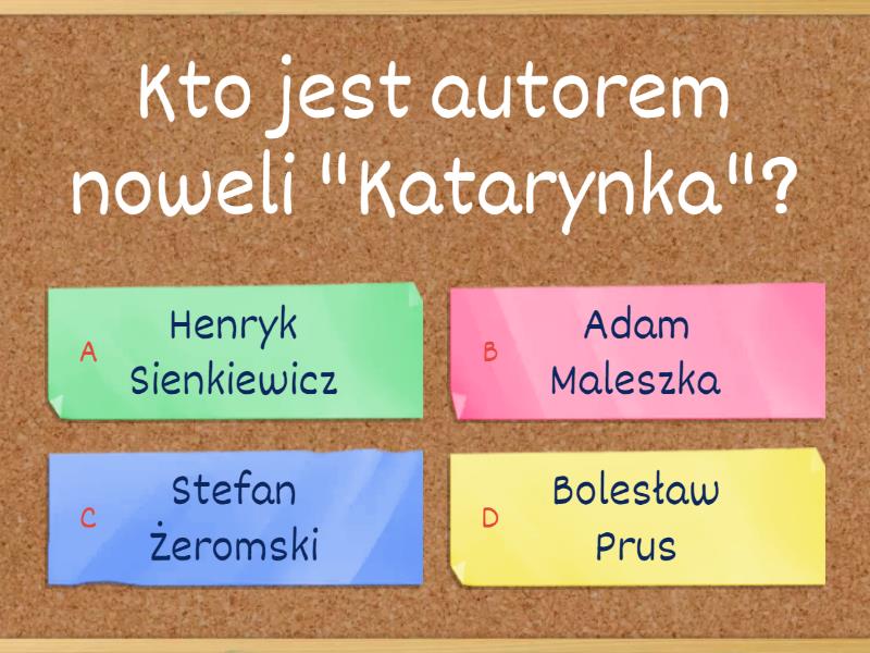 Test z lektury "Katarynka" - Cuestionario