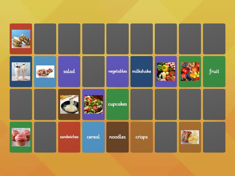 Food and Drinks - Memory Game - Matching pairs