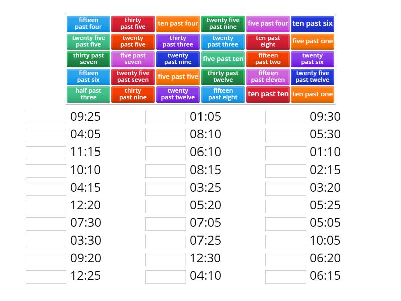TELL the TIME-1 past - Match up