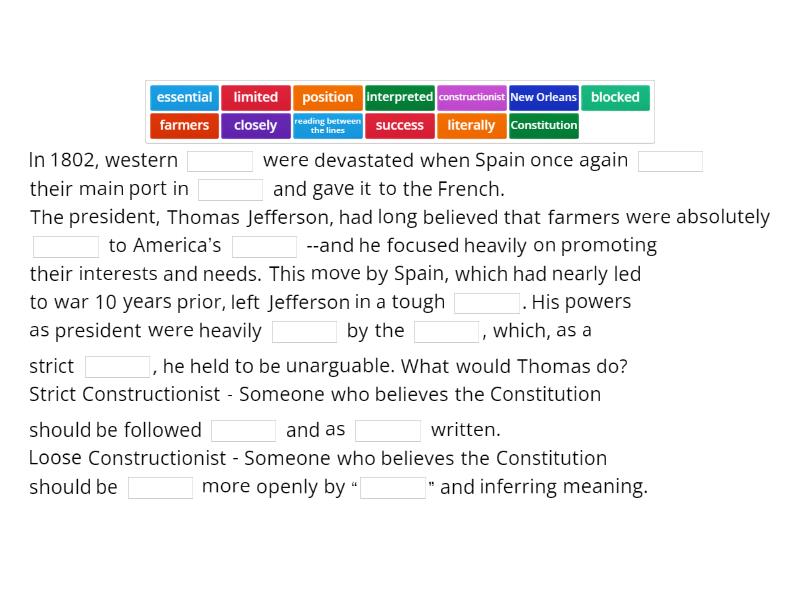 Background: The Louisiana Purchase - Complete the sentence