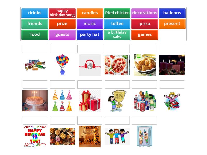 Vocabulary : A Birthday Party - Match up