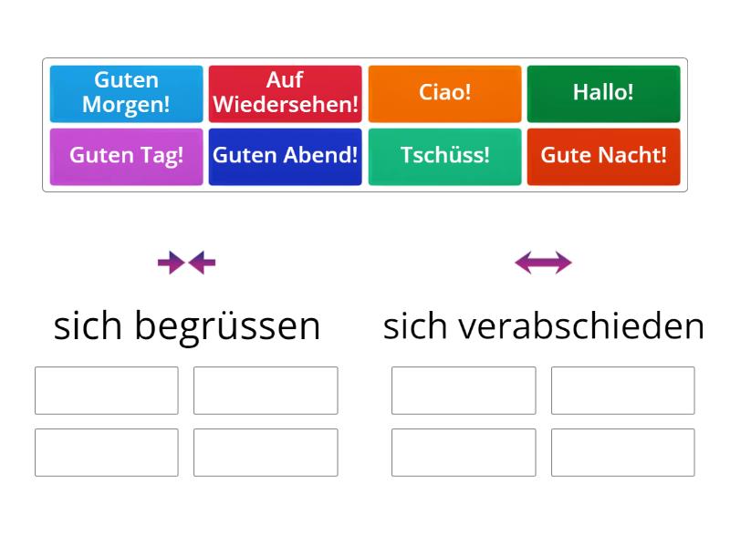 Sich begrüssen und verabschieden - Group sort