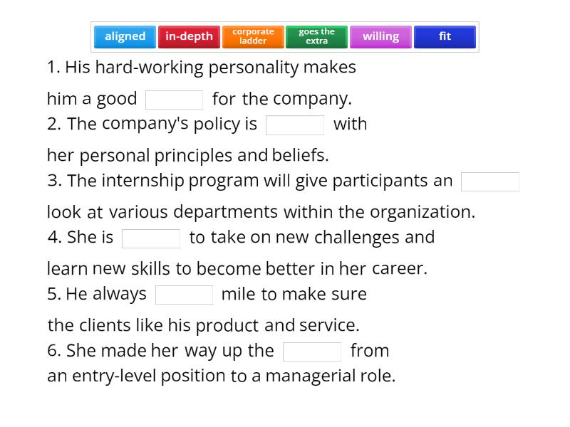 Personality Reading Comprehension - Complete the sentence