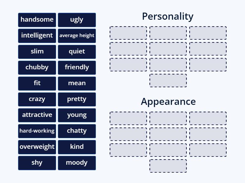 Describing People Persinality vs Appearance - Group sort