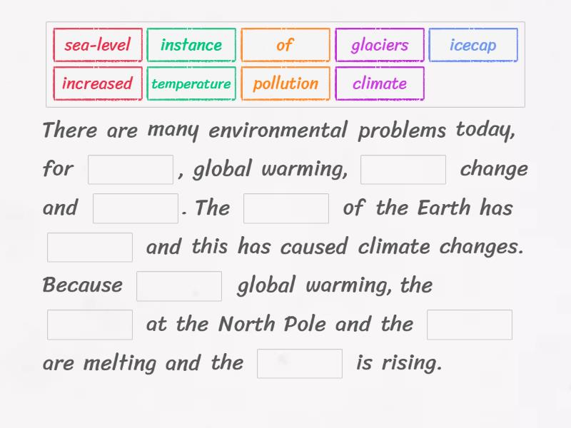 Environmental problems - Complete the sentence