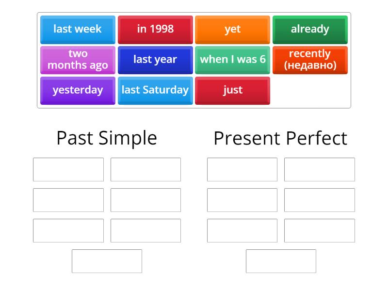 Time Markers. Present Perfect/Past Simple - Group sort