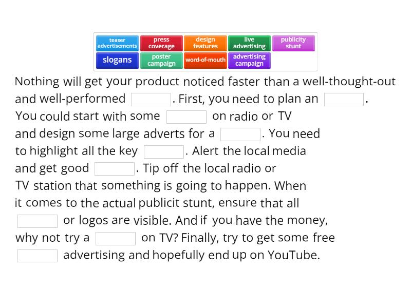 Publicity Stunt Tips - Complete the sentence