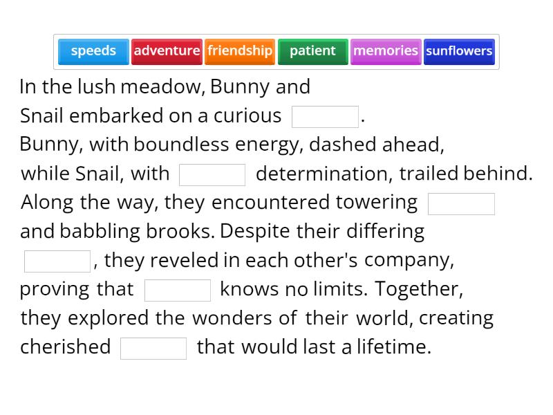 Bunny and Snail - Complete the sentence
