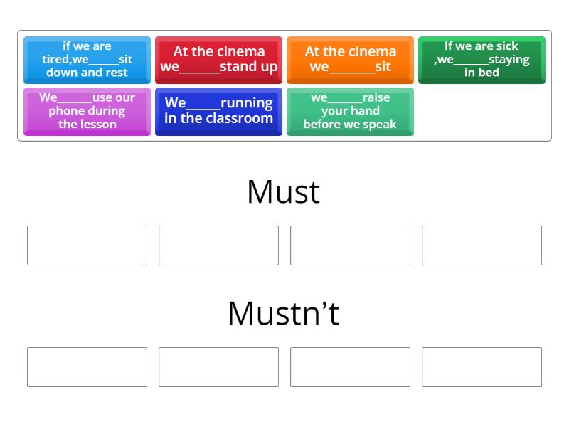 must musn't - Group sort