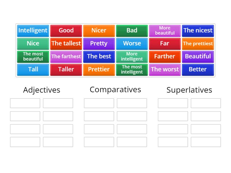 Adjectives - Comparatives - Superlatives - Group sort