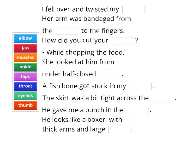 Parts of the body (fill in) - Palabra perdida