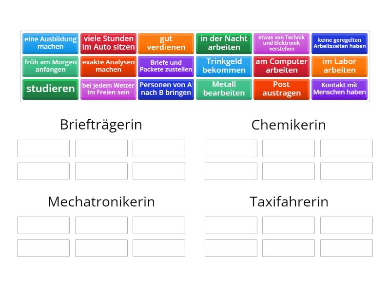 Arbeitswelt B1 - Berufe und Aufgaben - Group sort
