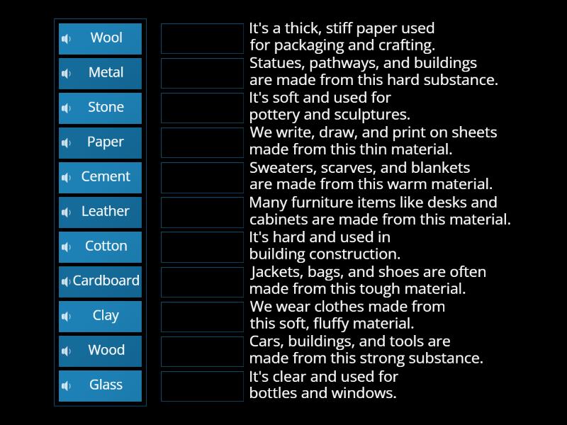 Materials: Matching - Match up