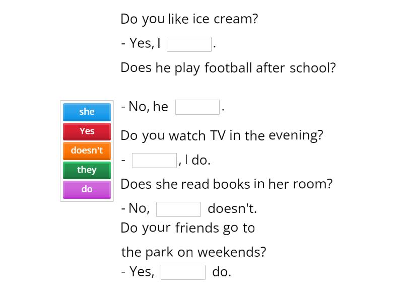 Grammar. OWS. Present Simple. Main verbs. Short answers - Complete the ...