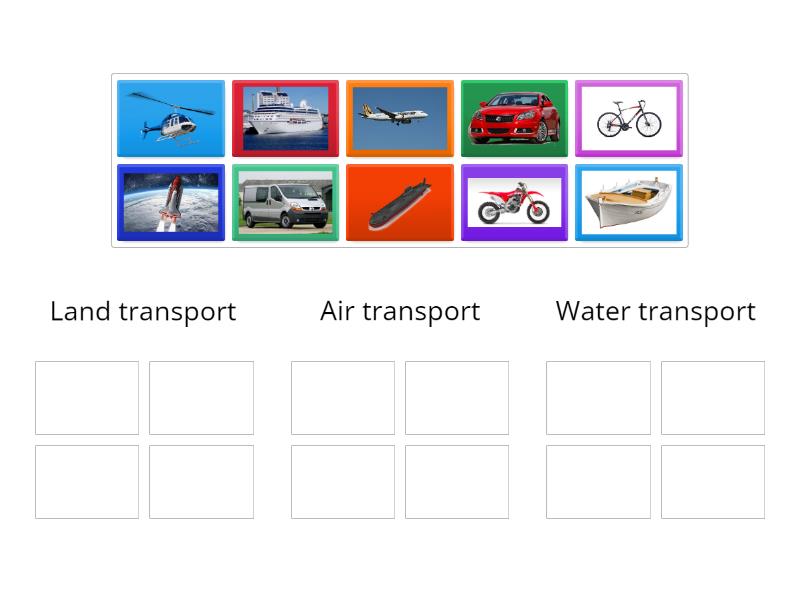 Organize means of transportation kids 6-8 - Ordenar por grupo