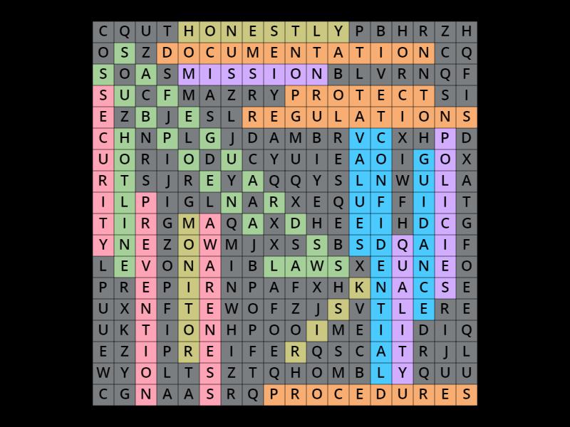 Compliance Word Search - Sopa de letras