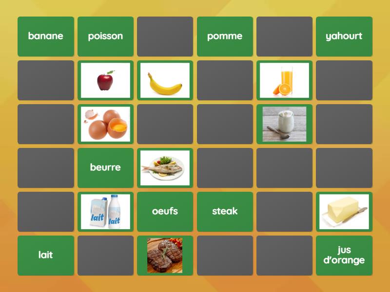 Memory nourriture - Des paires