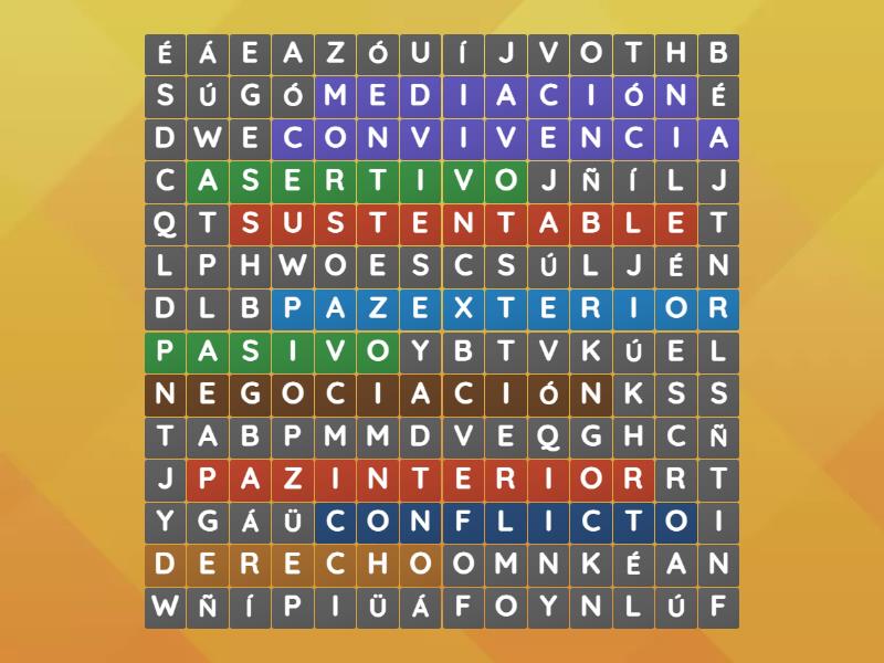 La convivencia en la familia y escuela - Sopa de letras