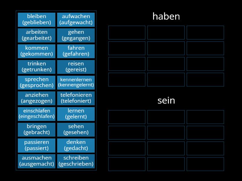 Perfekt mit haben oder mit sein? - Group sort