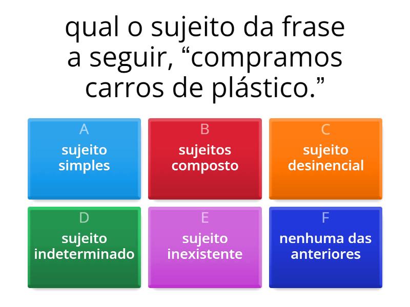 tipos de sujeito - اختبار تنافسي