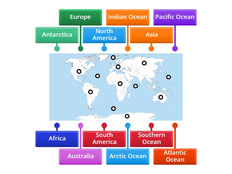 World Map Review - Labelled diagram