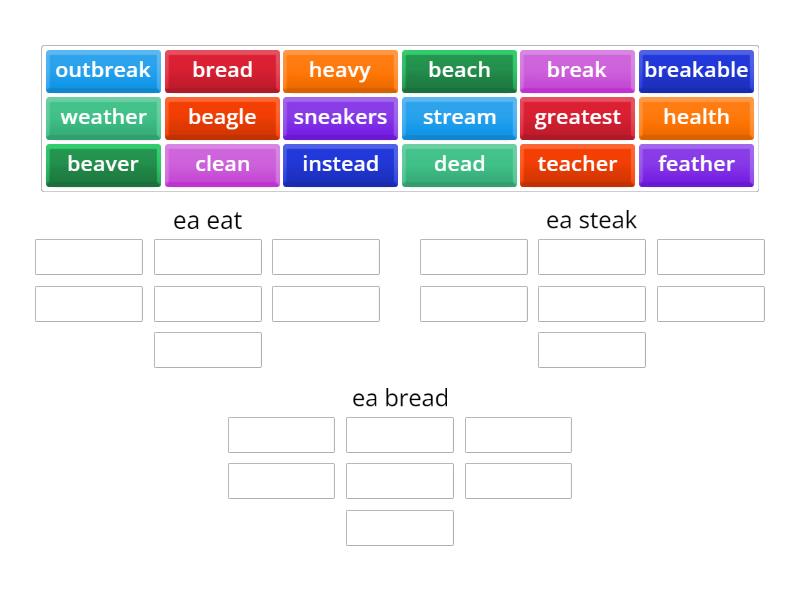 ea diagraph 3 sounds - Group sort