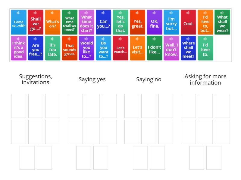 Suggestions, saying yes and no - Group sort