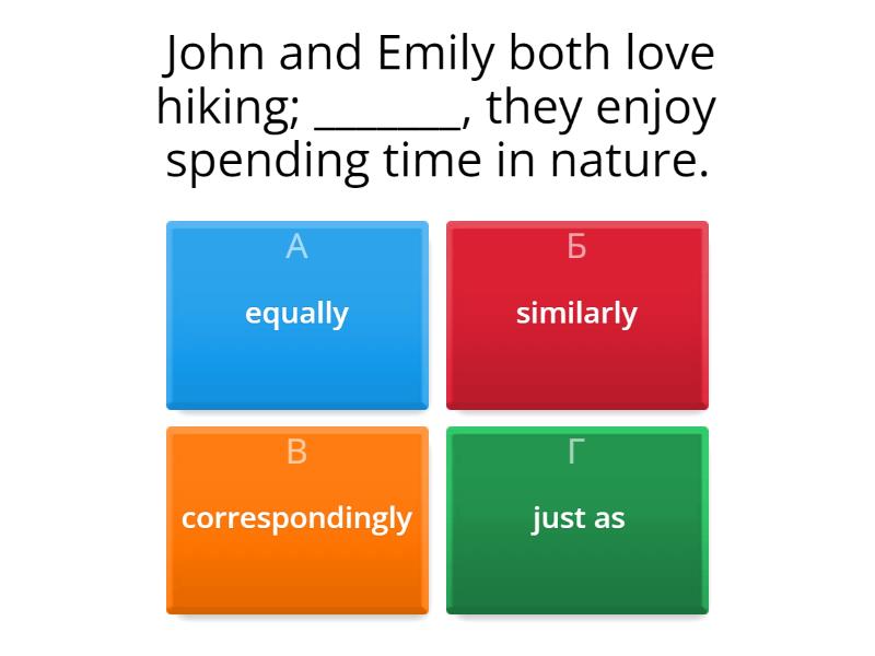 Linking words for similarity - Cuestionario