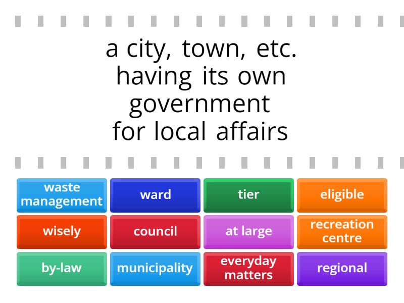 Municipal Vocabulary Review - Find the match