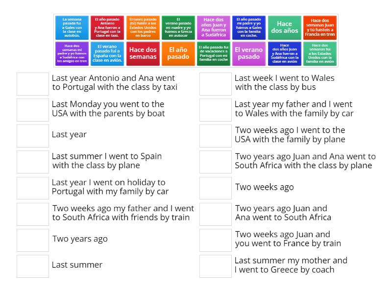 ¿Adónde fuiste de vacaciones? Where did you go on holiday? - Match up