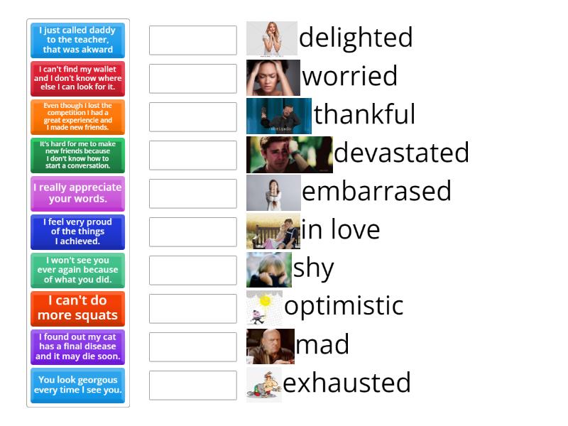 Feelings and emotions - Intermediate level - Match up