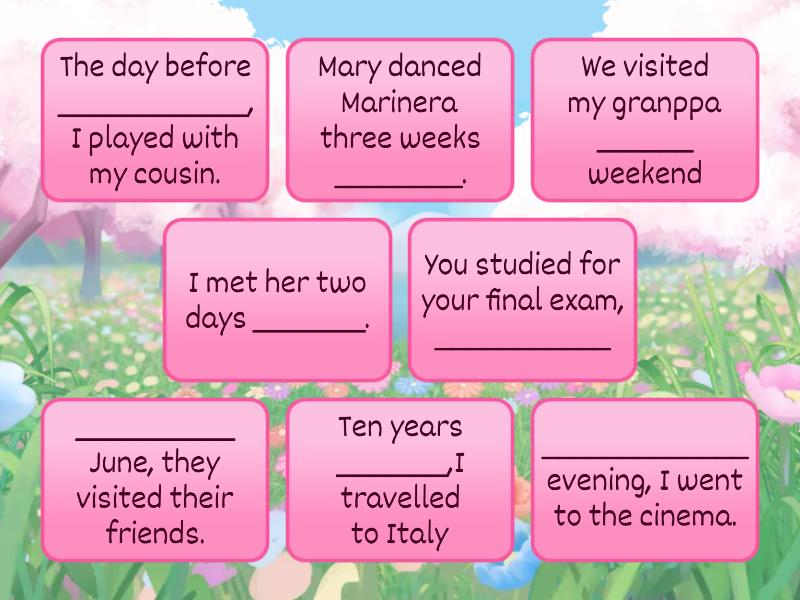 TIME EXPRESSIONS FOR SIMPLE PAST - Flip tiles