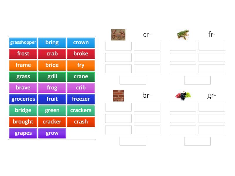 Sort 22: Consonant Blends- br, cr, fr, gr - Group sort