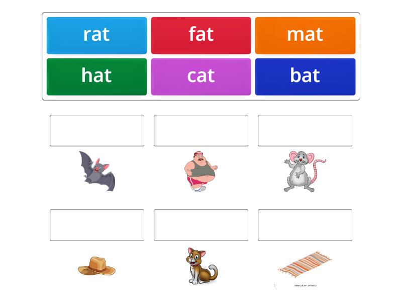 cat-bat-hat-mat-fat-rat - Match up