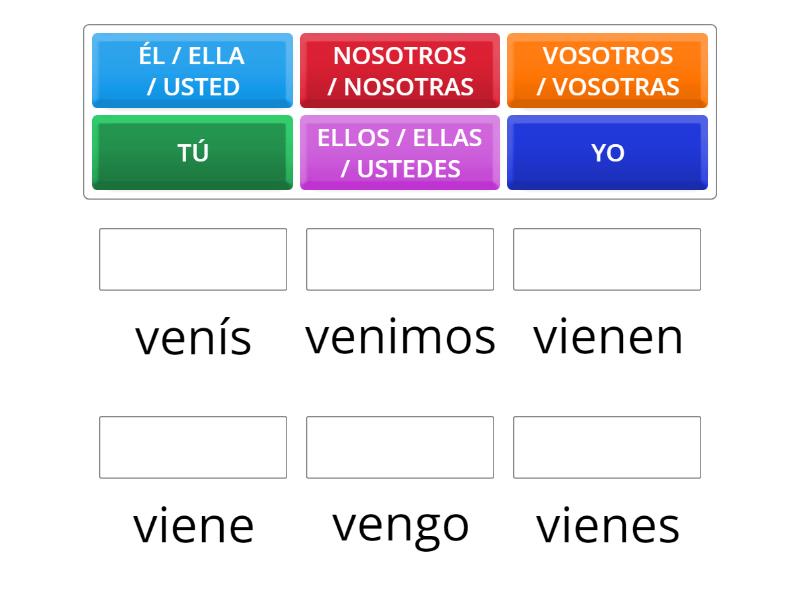 Verbo venir -Presente del Indicativo - Match up