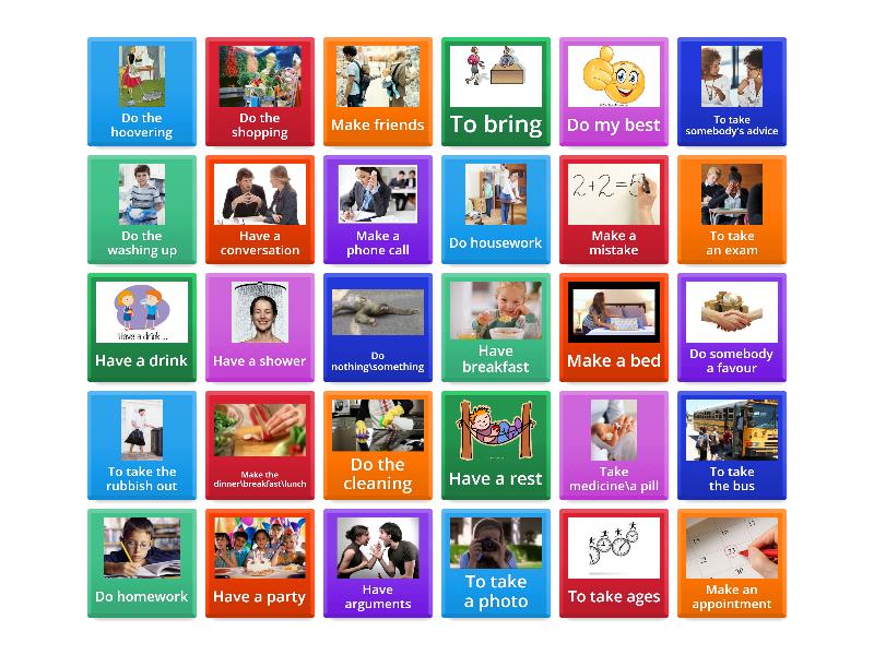 Words do, make, have, take, bring - Flip tiles