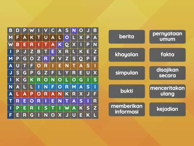 teka teki teks rekon - Wordsearch