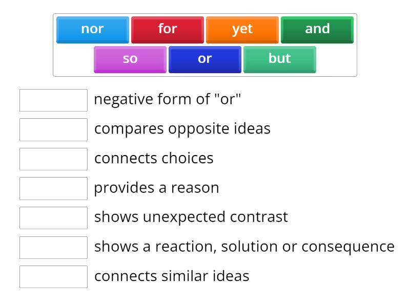Coordinating conjunctions - Match up