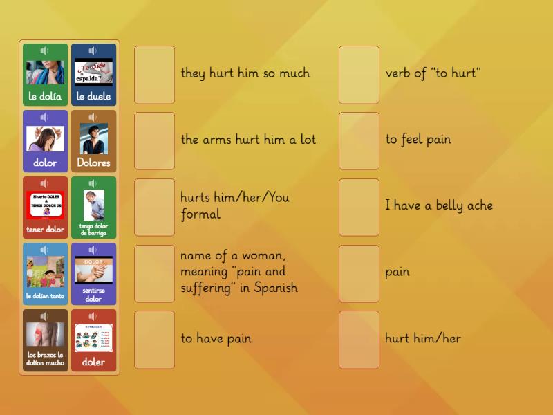 What a pain! In Spanish - Match up